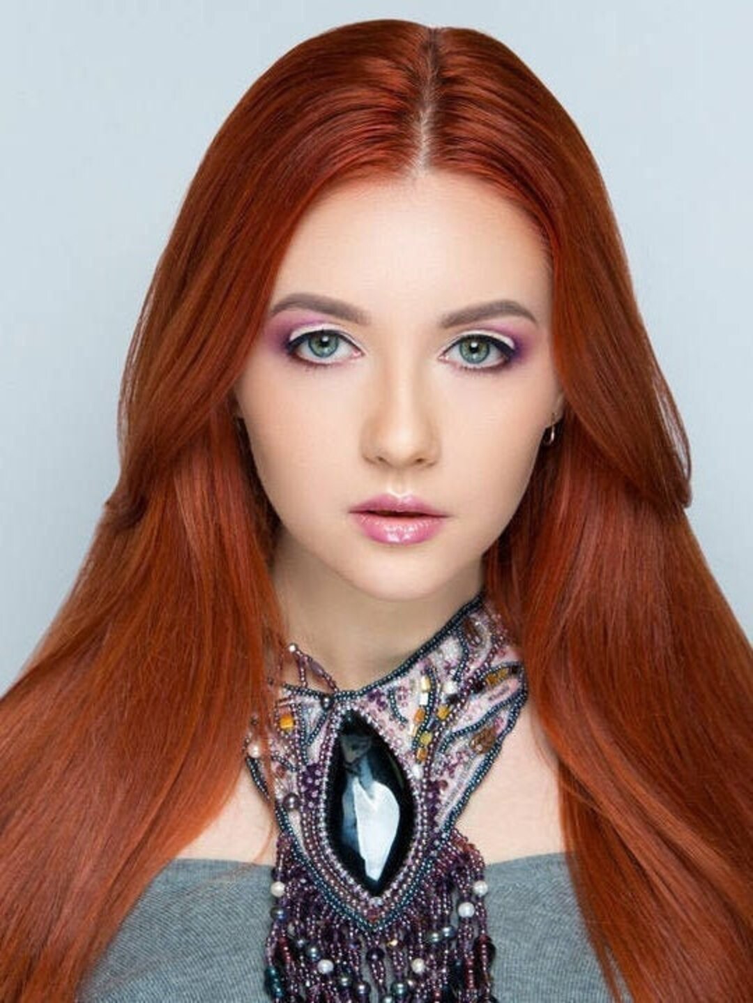 Purple Bib Necklace, Beadwork Jewelry, Embroidery Landscape, Beadwork ...