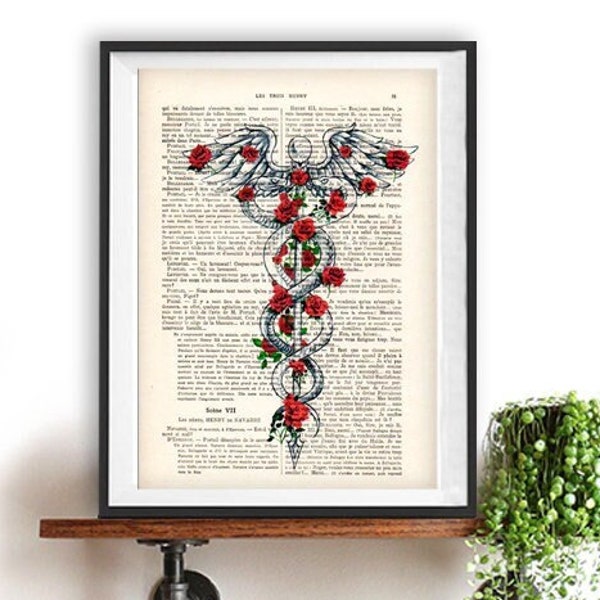 Flower Caduceus Art - Etsy