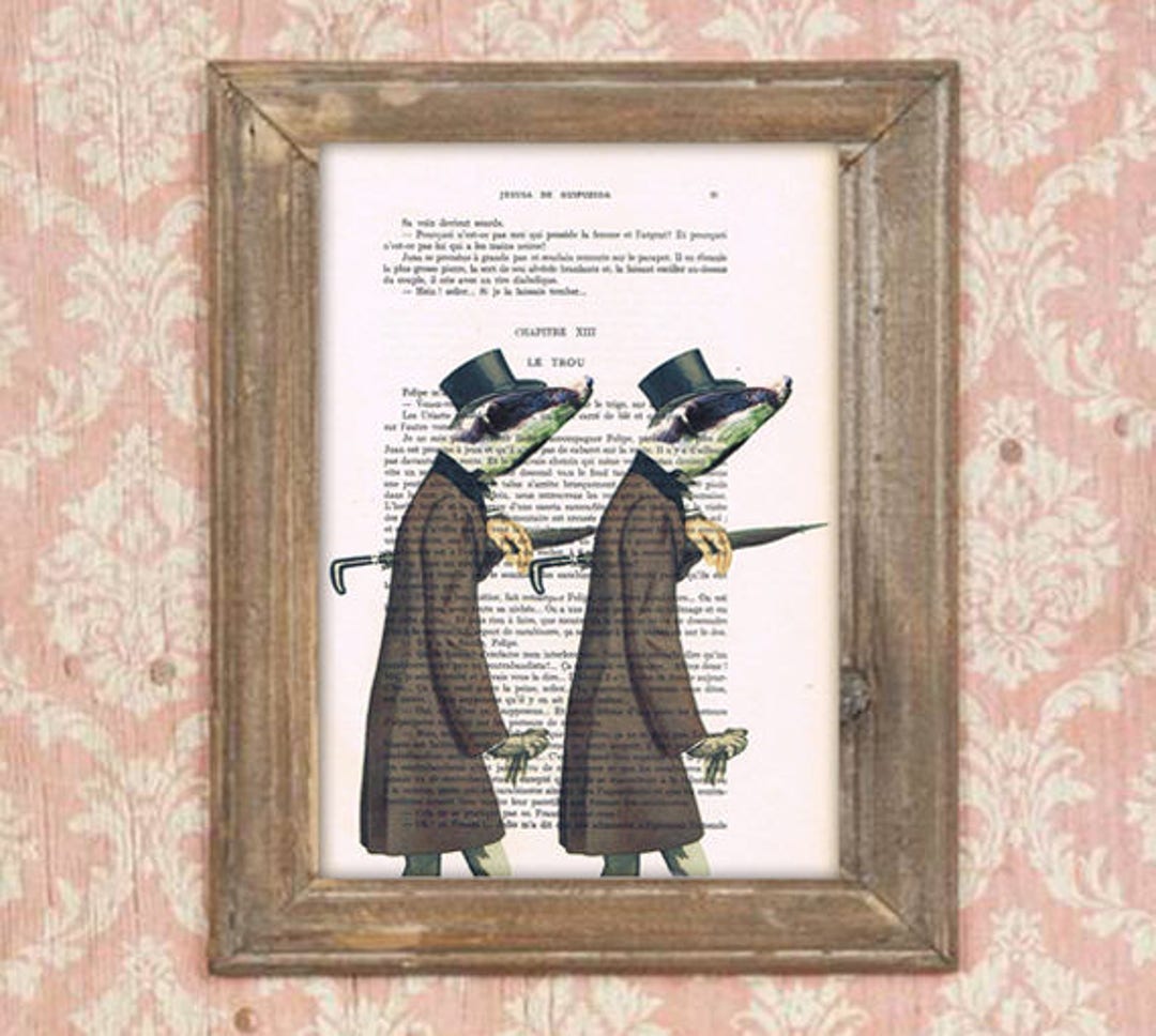 Badger Poster, Badgers With Umbrella, Badger Print, Badger Artwork ...