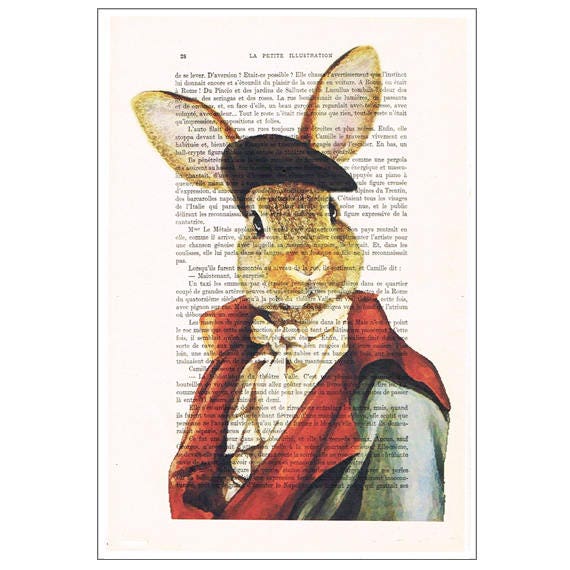 French Rabbit Print Rabbit With Hat French Design Bunny - Etsy