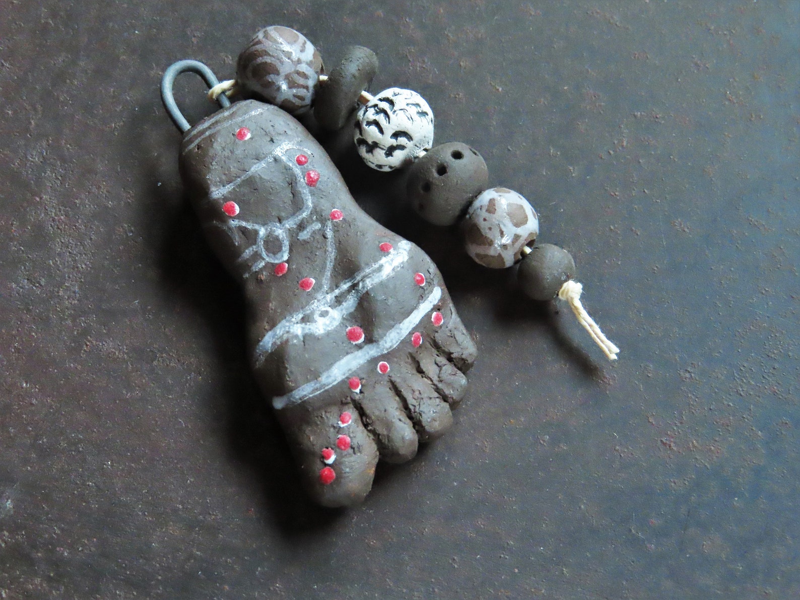 Foot Acupuncture Artisan made ceramic focal and beads | Etsy