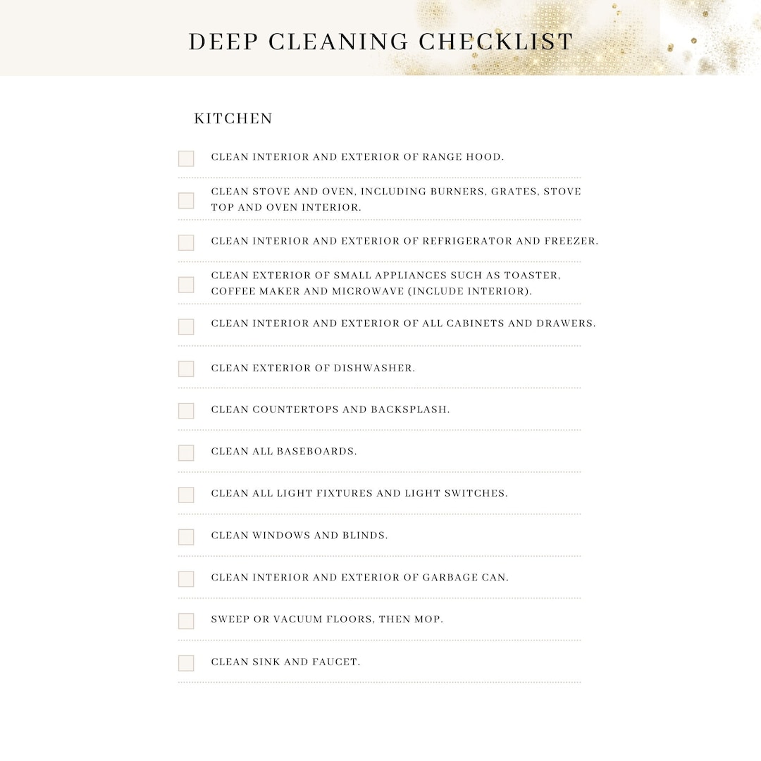 Deep Cleaning Checklist for Home Owners, Renters, Vacation Homes ...