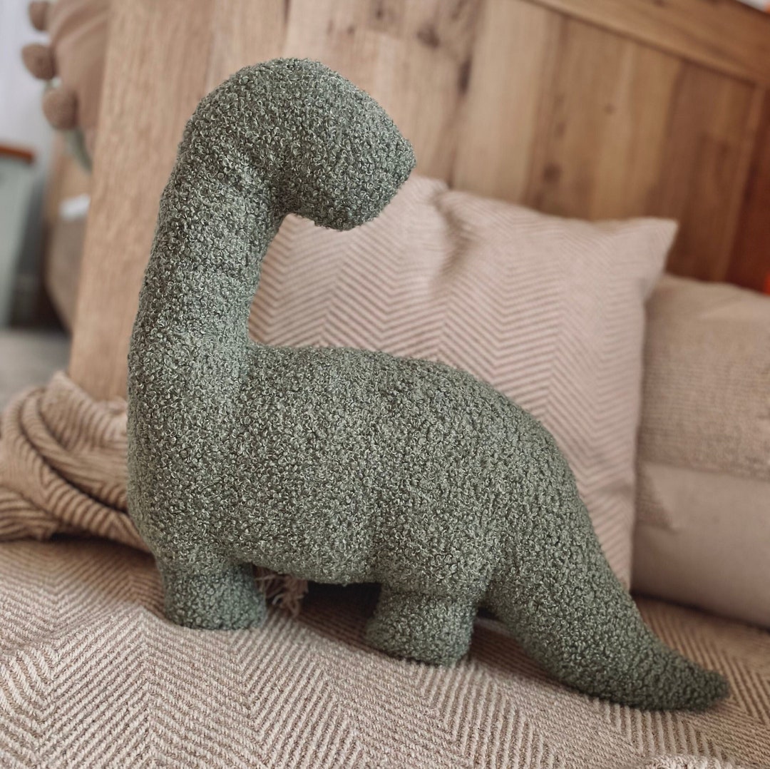 Handmade Boucle Dinosaur Pillow: Sage Green Nursery Decor - Etsy