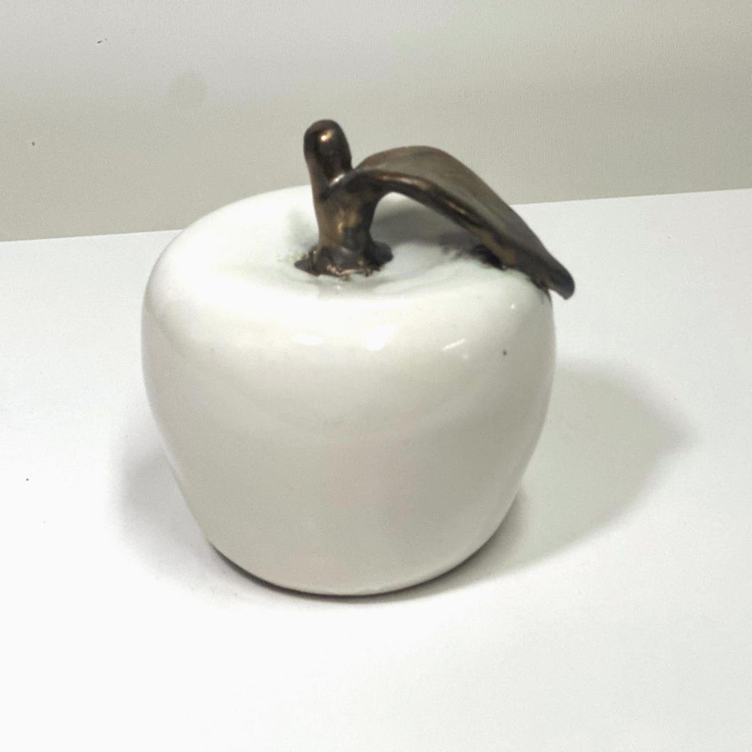 White Glazed Apple | Ceramic Art | Home Accents - Etsy