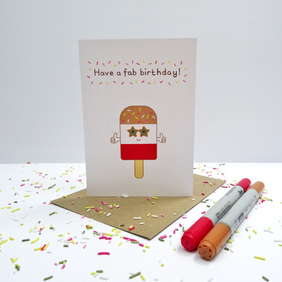 Fab Birthday Card: Funny Popsicle Design - Etsy