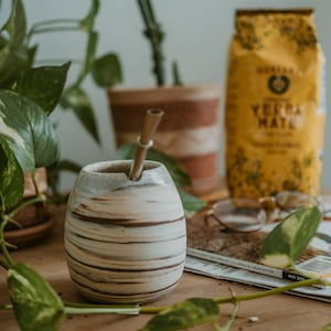 Handmade Ceramic Yerba Mate Gourd With Notch for Bombilla, Complete ...