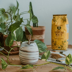 Handmade Ceramic Yerba Mate Gourd With Notch for Bombilla, Complete ...