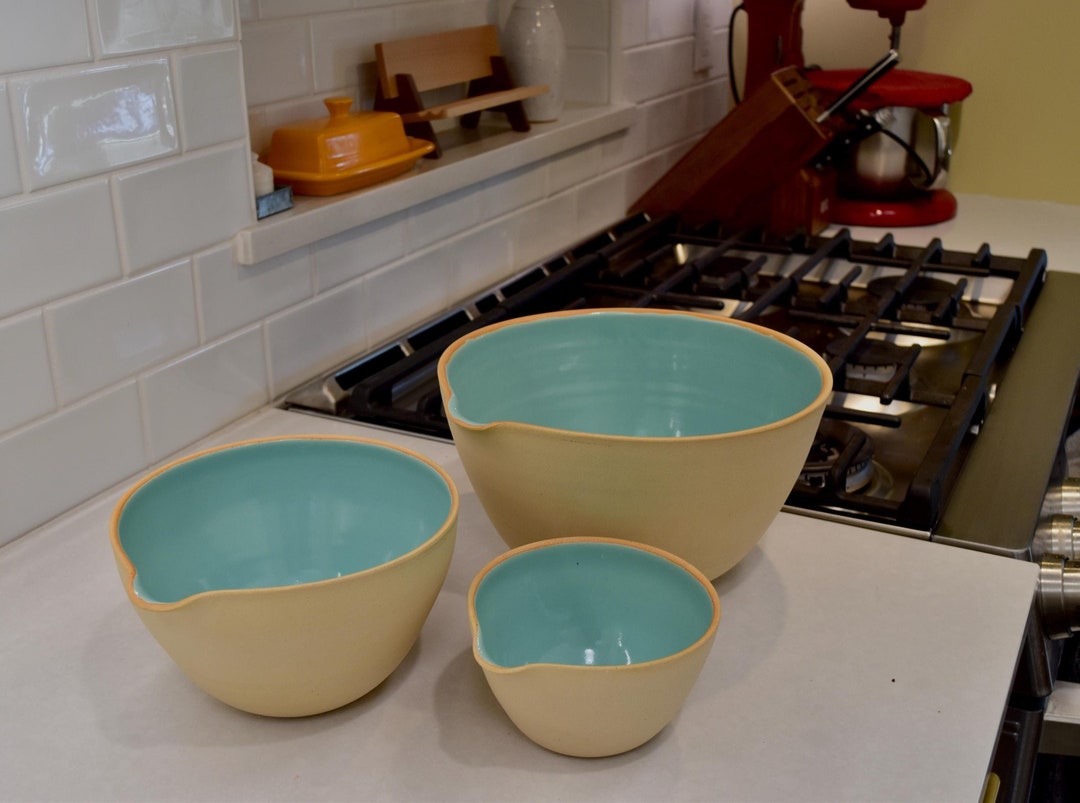 Handmade Nesting Pantry Bowl Set - Artisan Ceramic Mixing Bowls ...