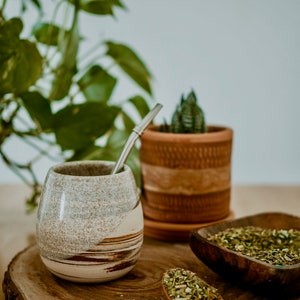 Handmade Ceramic Yerba Mate Gourd With Notch for Bombilla, Complete ...