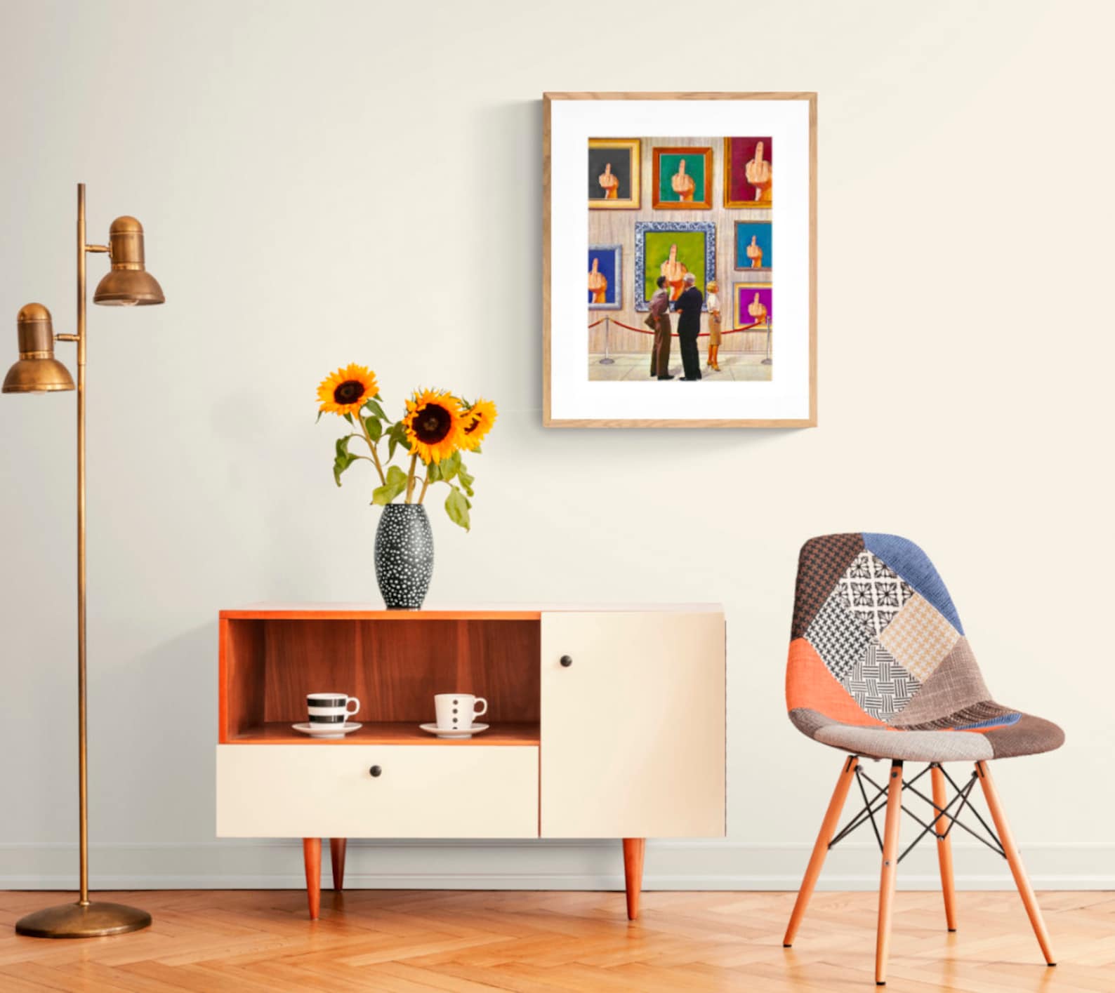 Gift for Him | Middle Finger Collage Art Print | Retro Wall Décor ...