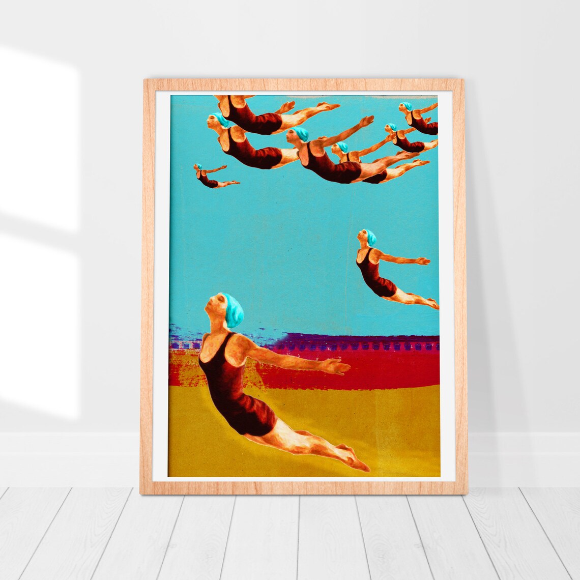 Abstract Wall Art Print Swimming Art Decor Vintage Retro - Etsy