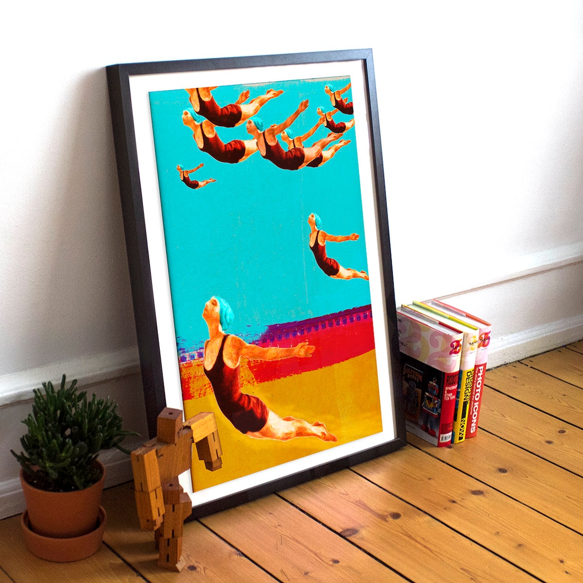 Abstract Wall Art Print Swimming Art Decor Vintage Retro - Etsy