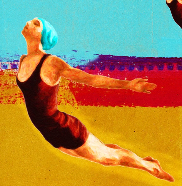 Abstract Wall Art Print Swimming Art Decor Vintage Retro - Etsy