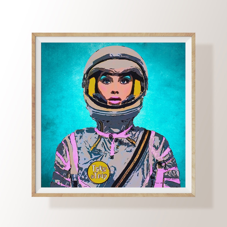 Space Print Astronaut Space Girl Print Outer Space Art - Etsy