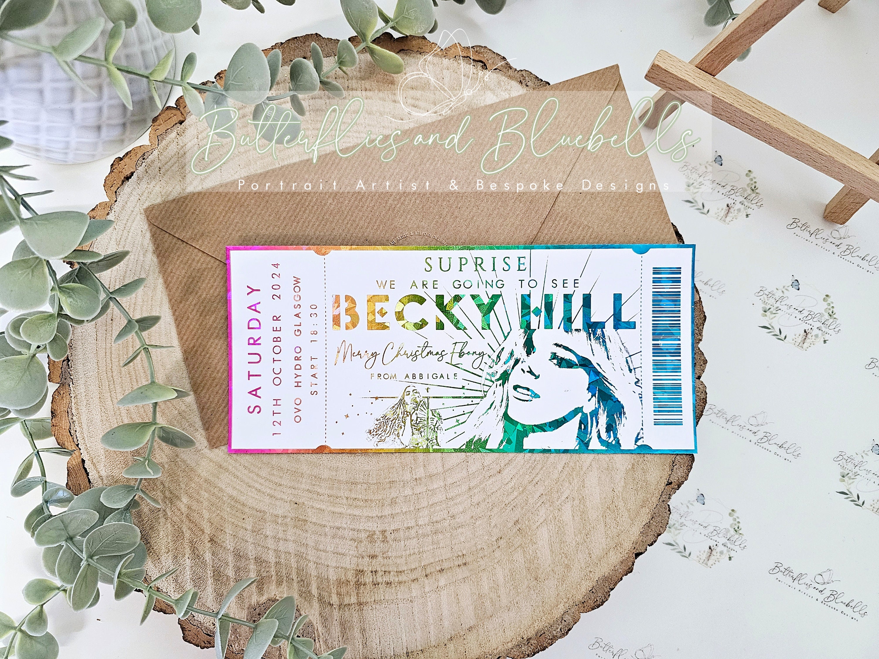 Becky Hill Ticket Personalised Foil Ticket Becky Hill - Etsy UK