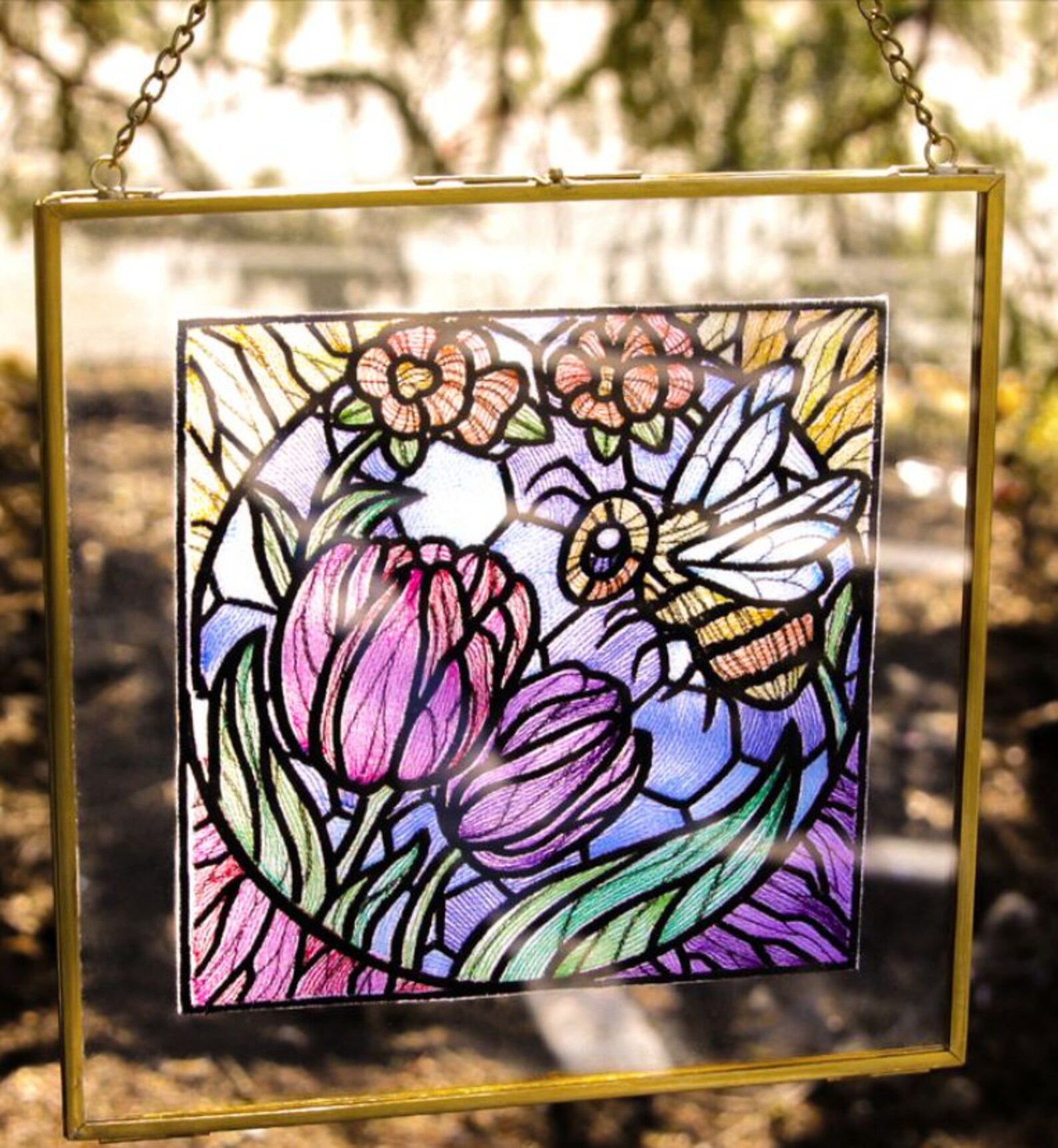Cardinal Heart Sunflower Violet Iris Christmas Gift "stained Glass ...