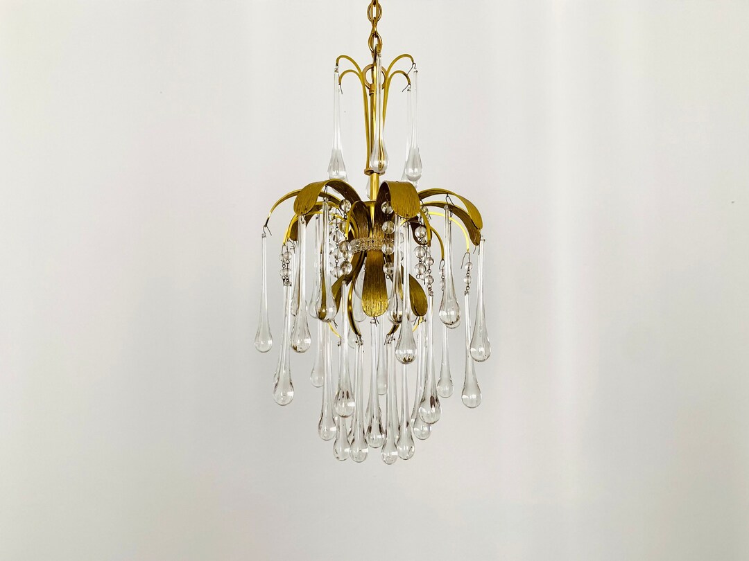 Mid-century Modern Crystal Glass Drop Chandelier by Palwa | 1960s - Etsy