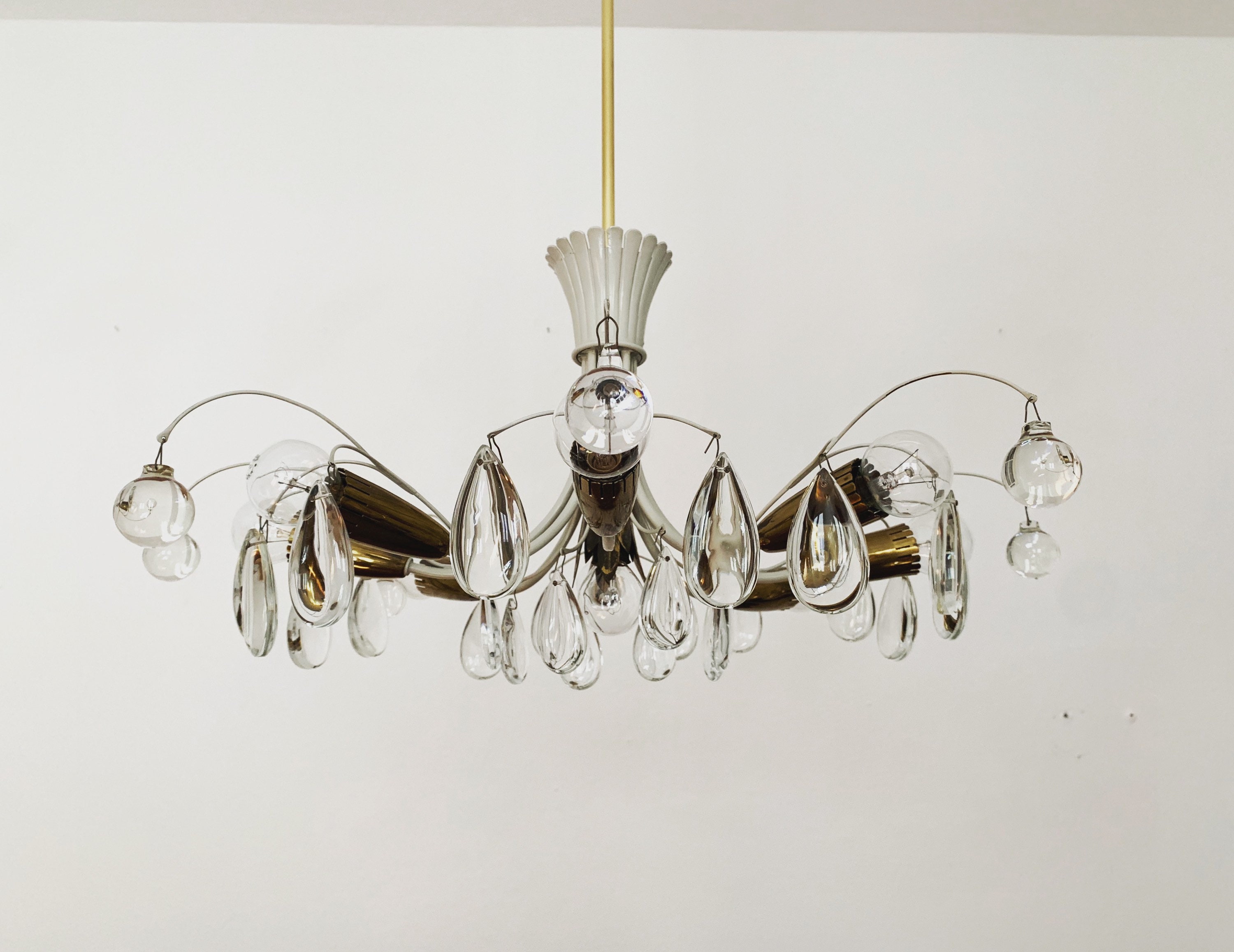 German Mid-Century Modern crystal glass chandelier by United | Etsy