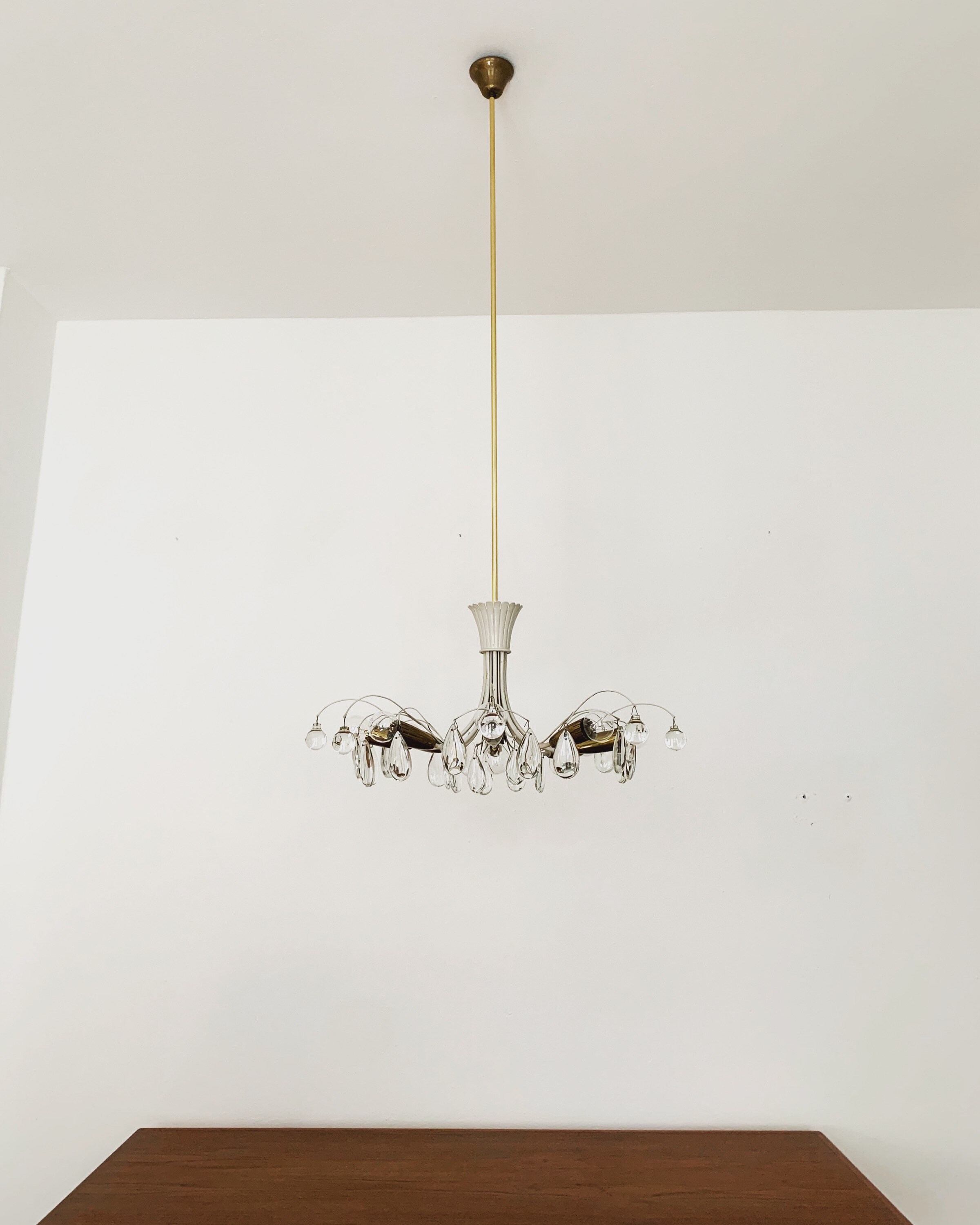 German Mid-Century Modern crystal glass chandelier by United | Etsy