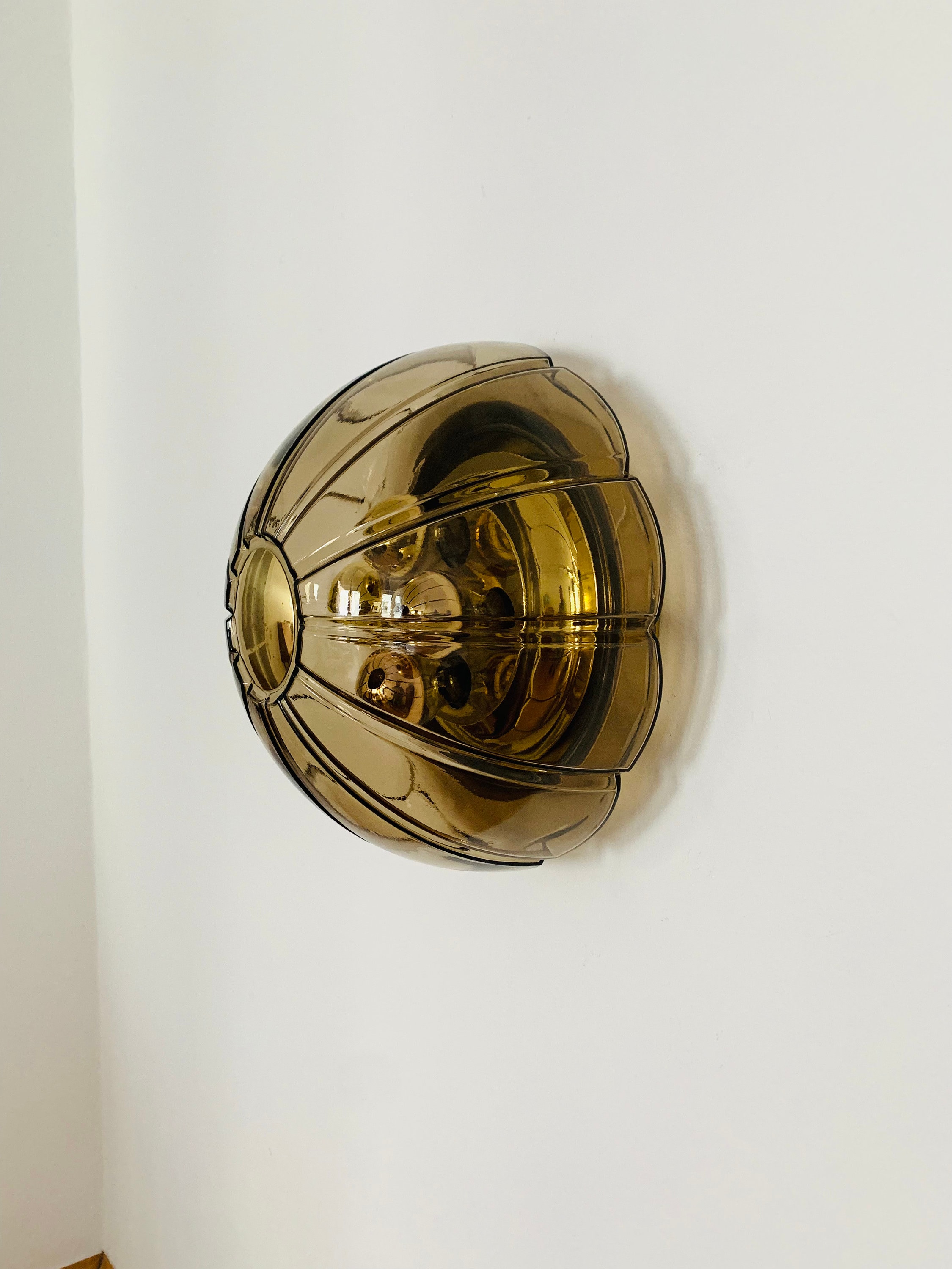 Large Mid-century Modern Smoked Glass Sunburst Flush Light by - Etsy