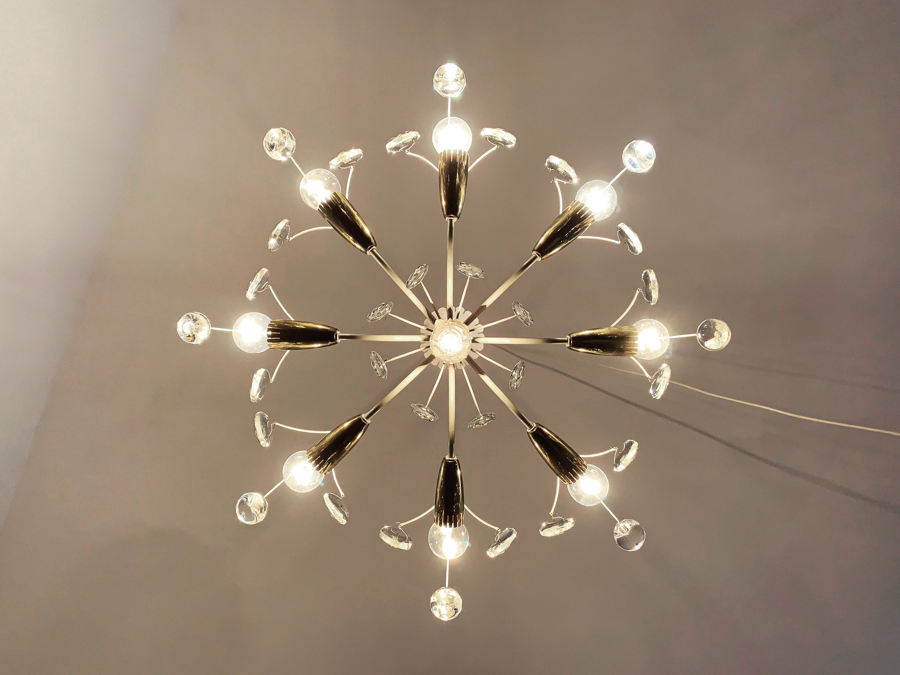German Mid-Century Modern crystal glass chandelier by United | Etsy