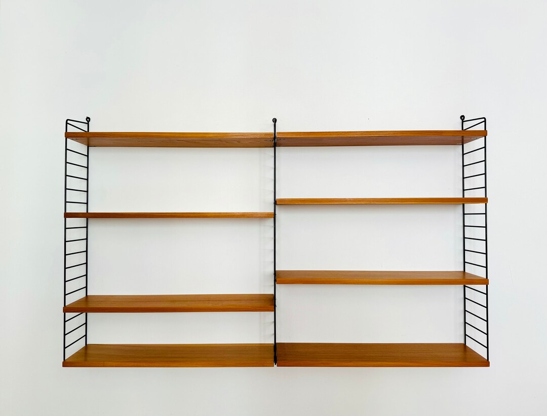 Large Mid-century Modern Elm Wood String Shelf by Kajsa & Nils ''nisse ...