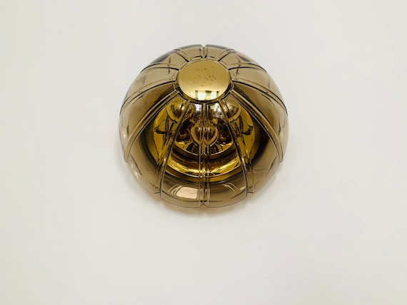 Large Mid-century Modern Smoked Glass Sunburst Flush Light by | Etsy