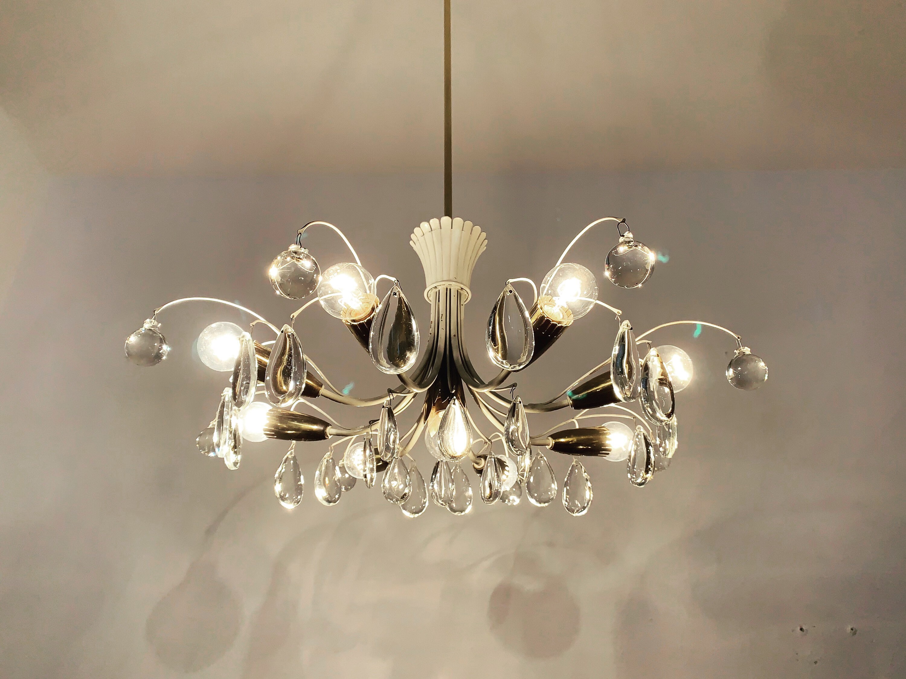 German Mid-Century Modern crystal glass chandelier by United | Etsy