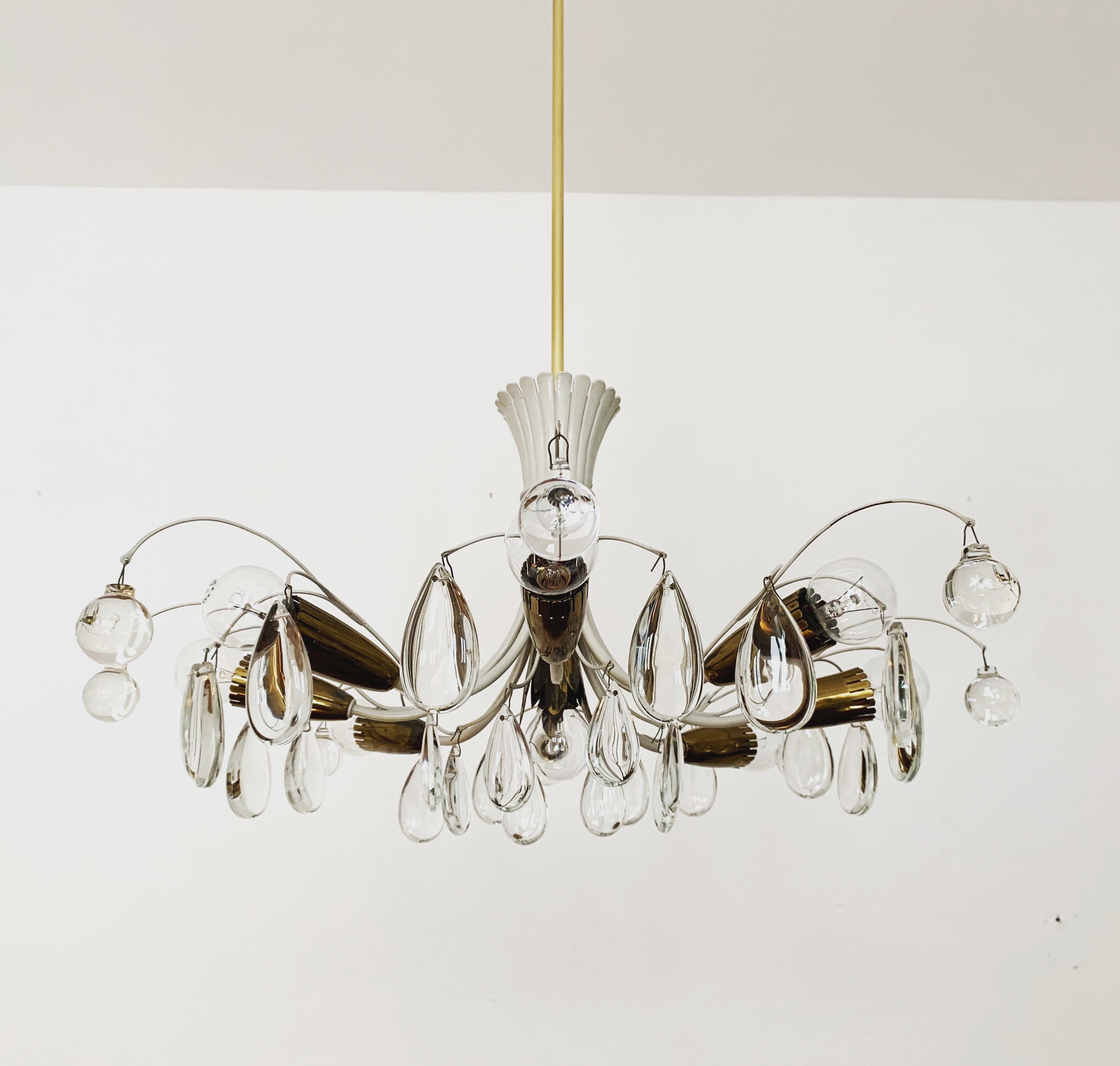German Mid-Century Modern crystal glass chandelier by United | Etsy