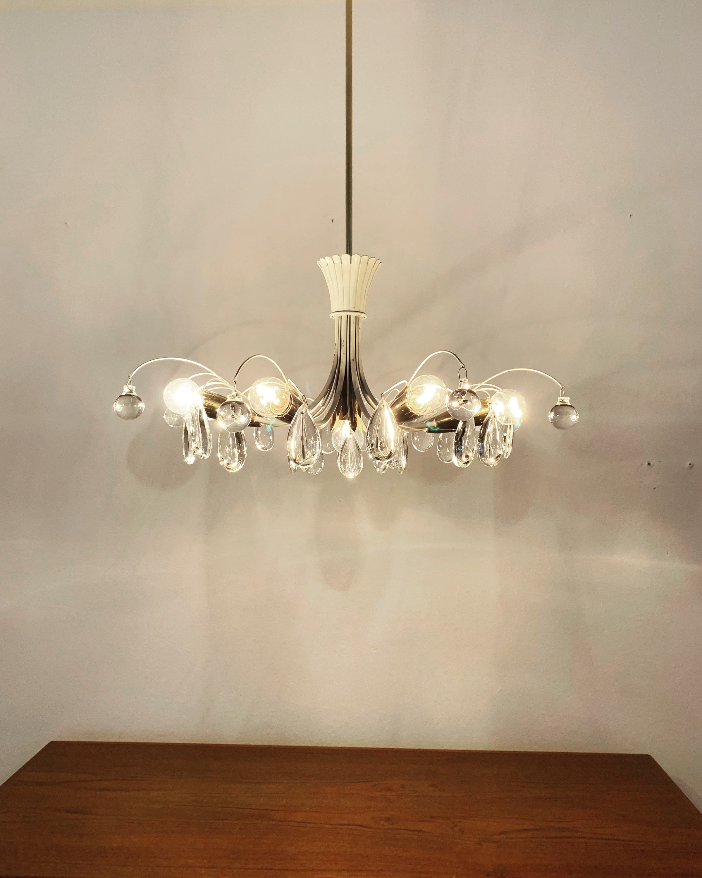 German Mid-Century Modern crystal glass chandelier by United | Etsy