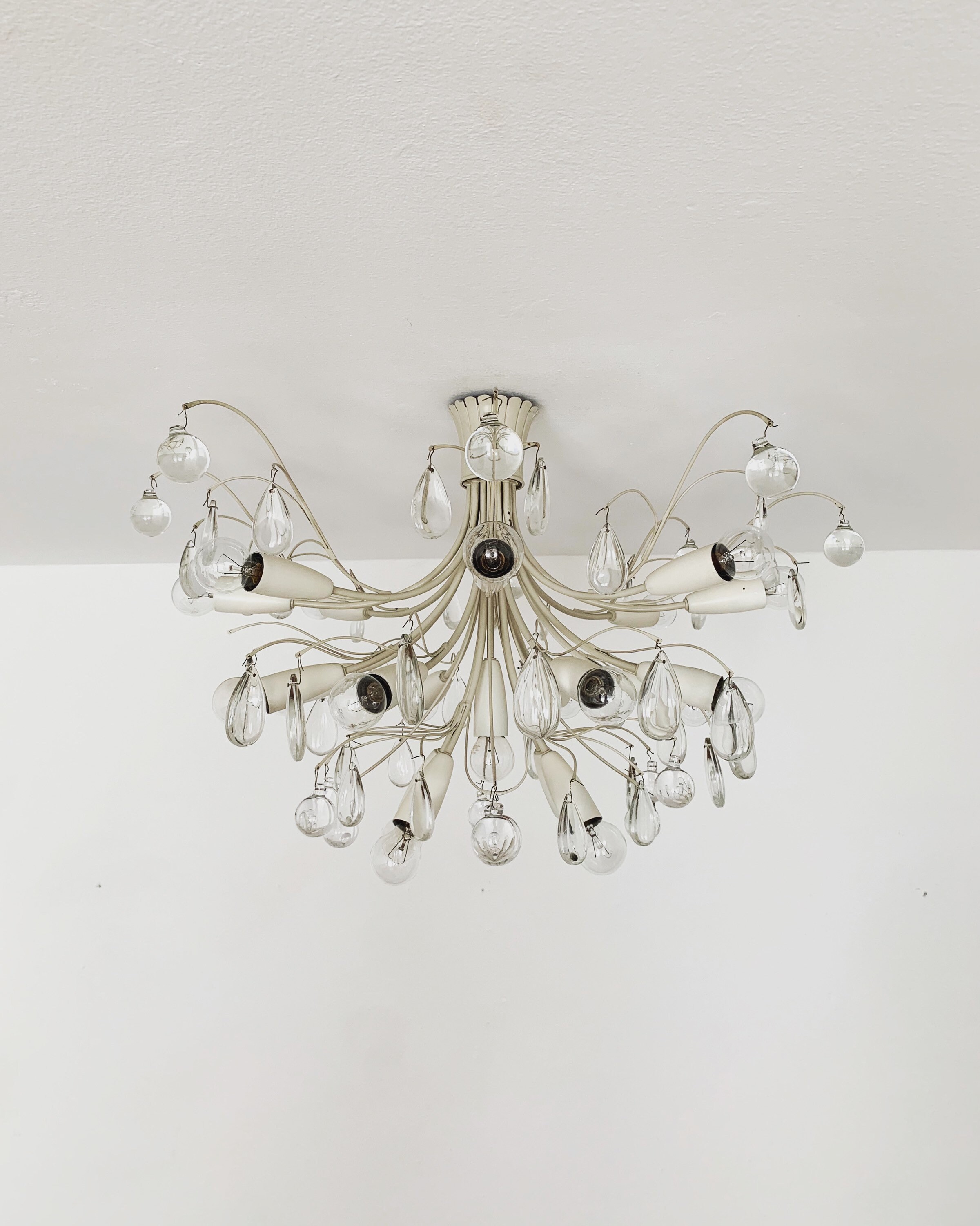 Awesome Mid-Century Modern crystal glass chandelier by United | Etsy