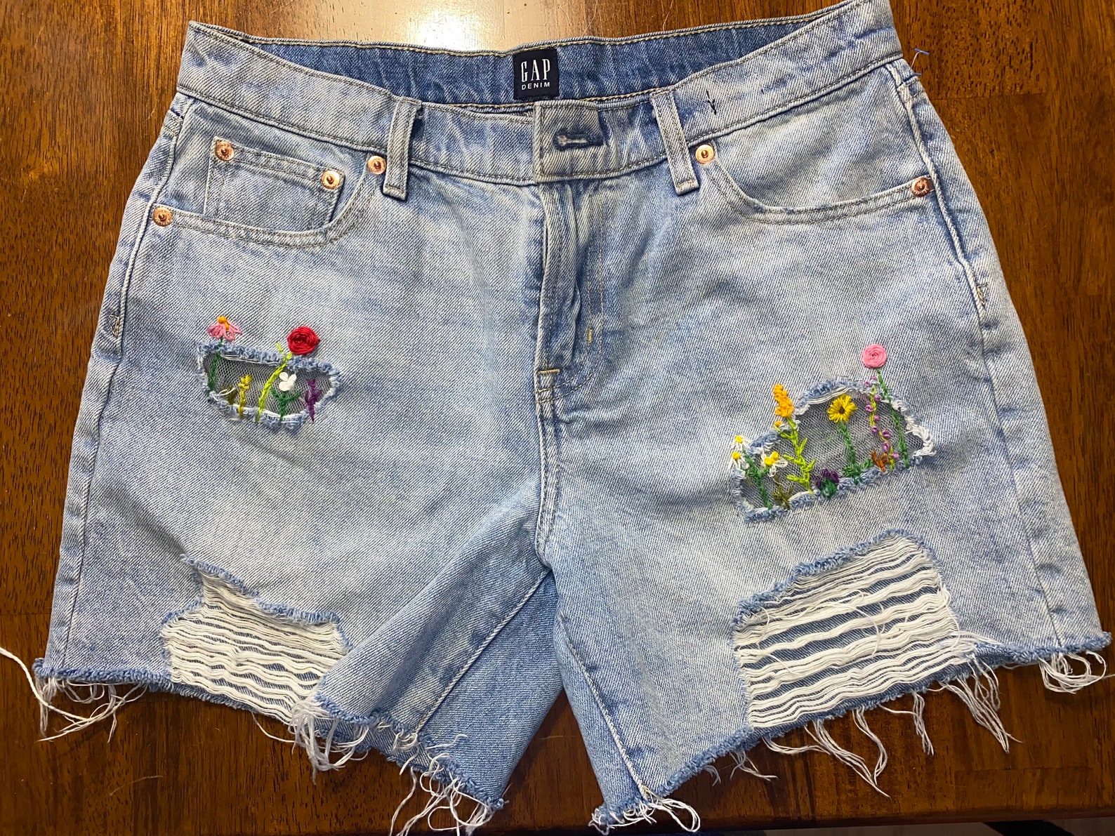 Customized Embroidered Floral Cutoff Shorts - Etsy
