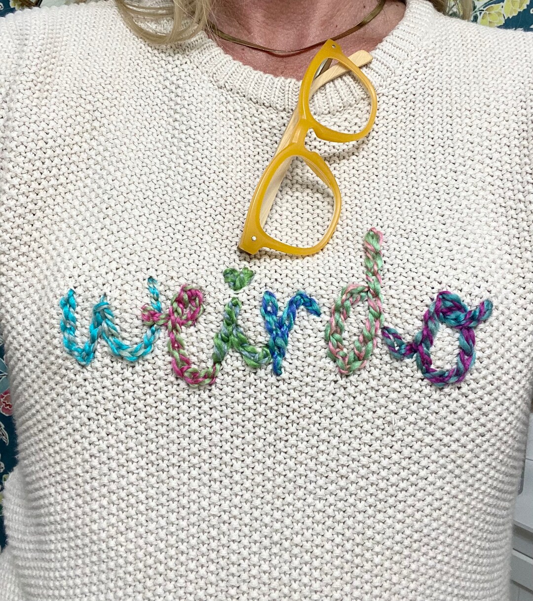 Embroidered Word Sweater - Etsy