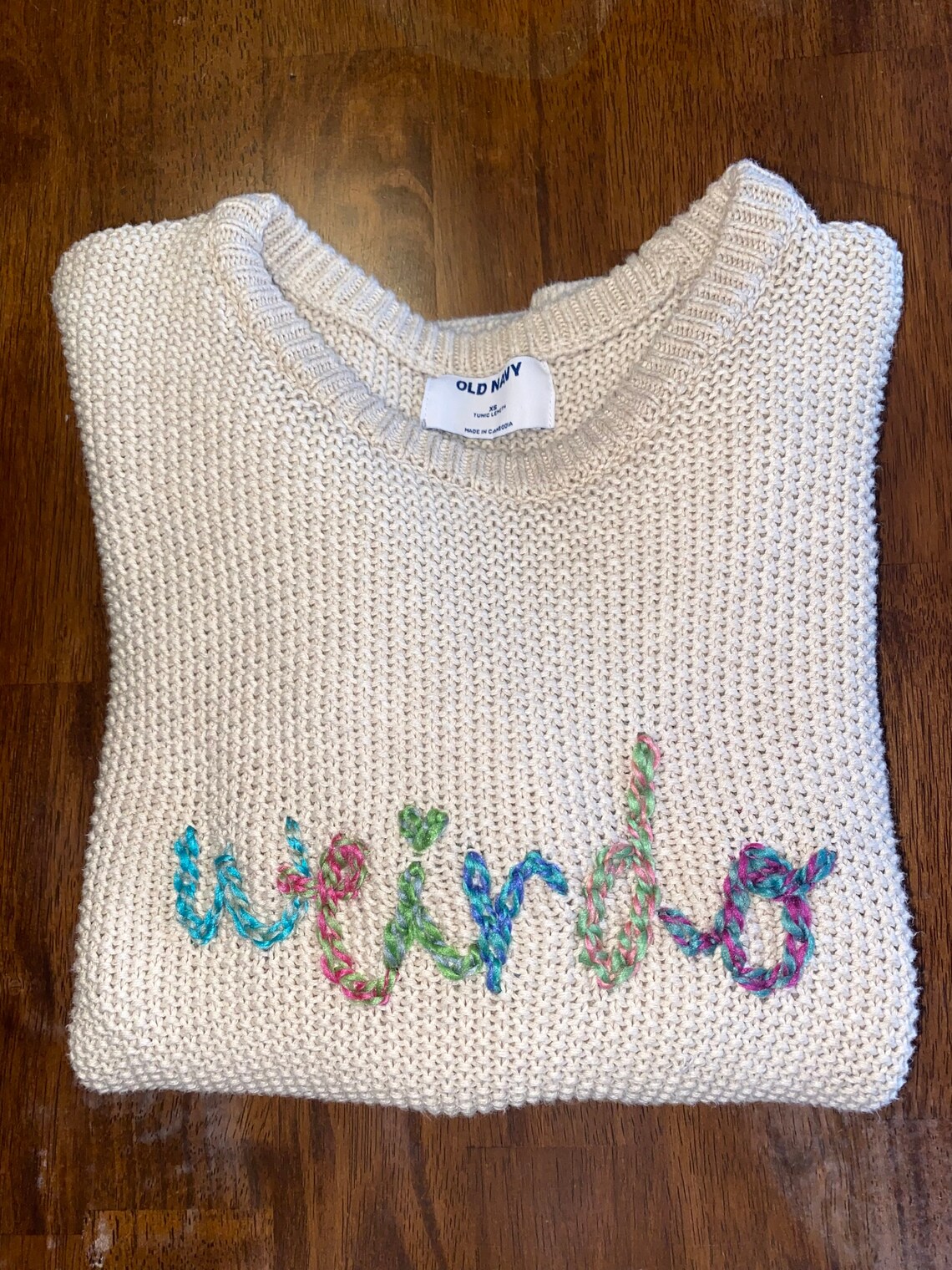 Embroidered Word Sweater - Etsy