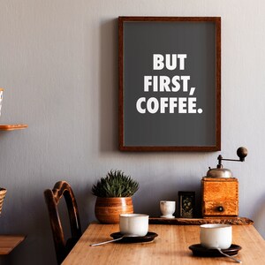 But First Coffee Printable Wall Art, Typographic Poster, Black White ...