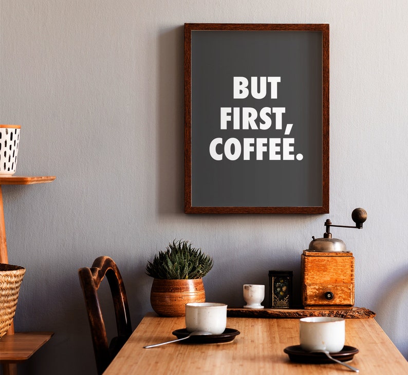 But First Coffee Printable Wall Art Typographic Poster Black - Etsy