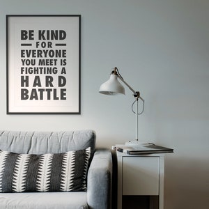 Plato Quote Printable Wall Art, Be Kind for Everyone is Fighting a Hard ...