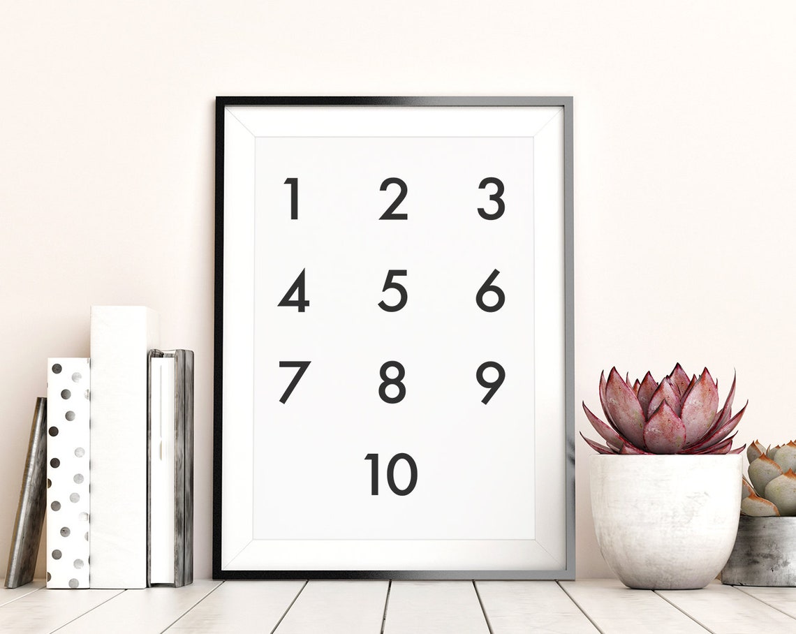 Minimalist Numbers Poster Printable Wall Art Black & White | Etsy