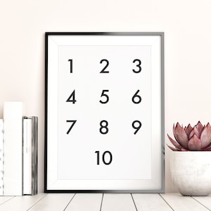 Minimalist Numbers Poster Printable Wall Art Black & White, Kids Room ...