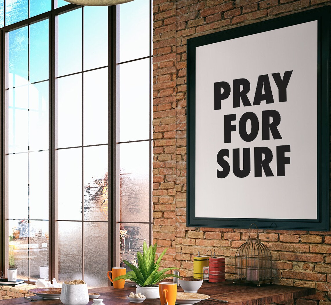 Pray for Surf Printable Wall Art Boho Beach House Decor | Etsy