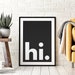 Hi Printable Wall Art Minimalistic Typography Poster Black & - Etsy