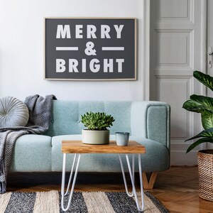 Merry and Bright Printable Wall Art, Christmas Print, Typography Poster ...