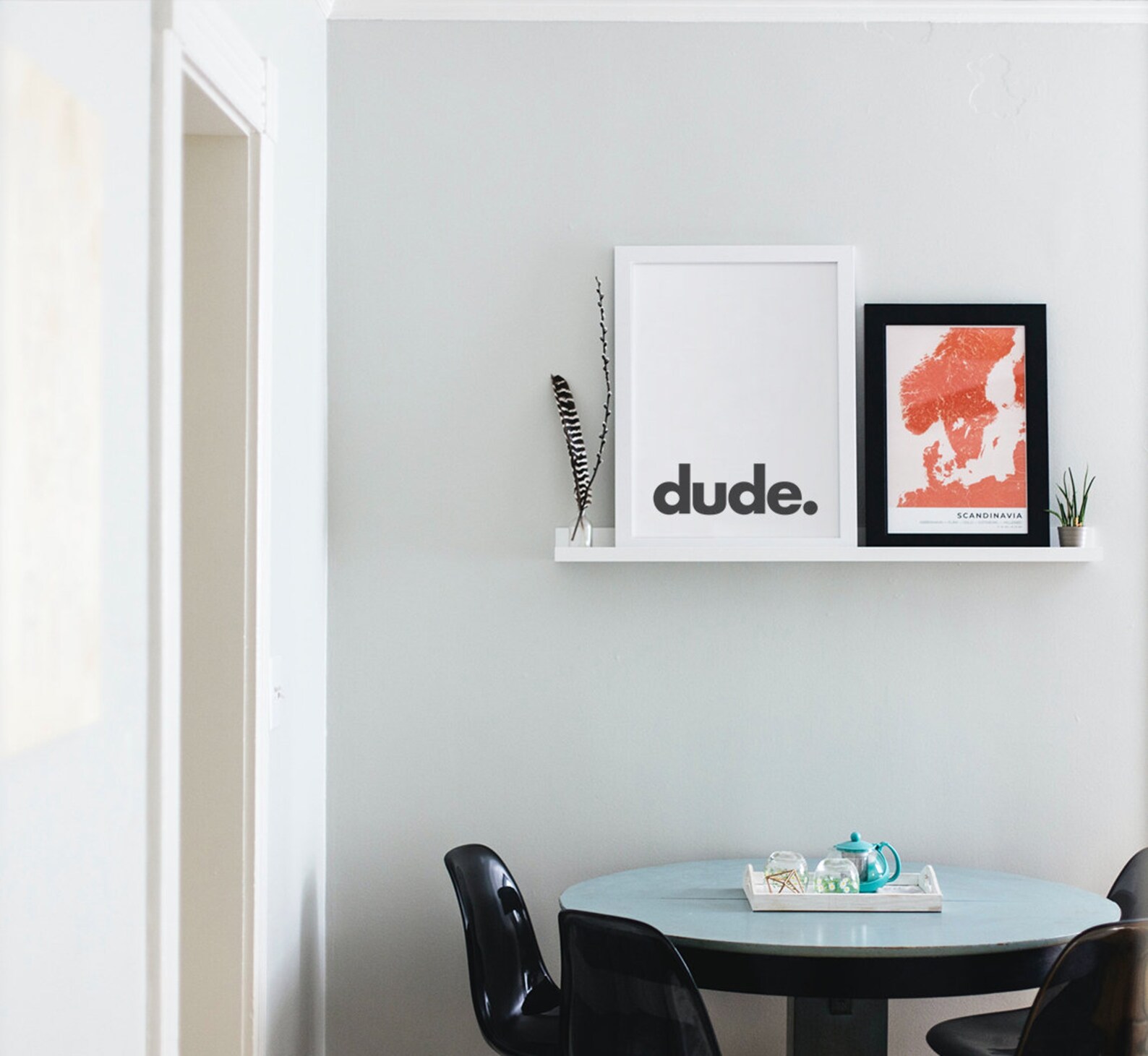 Dude. Printable Wall Art, Minimalistic Typography Poster, Black & White ...