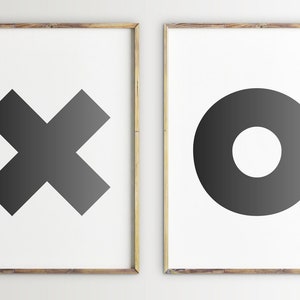 X and O Printable Wall Art, Black & White Typography Poster, Modern ...