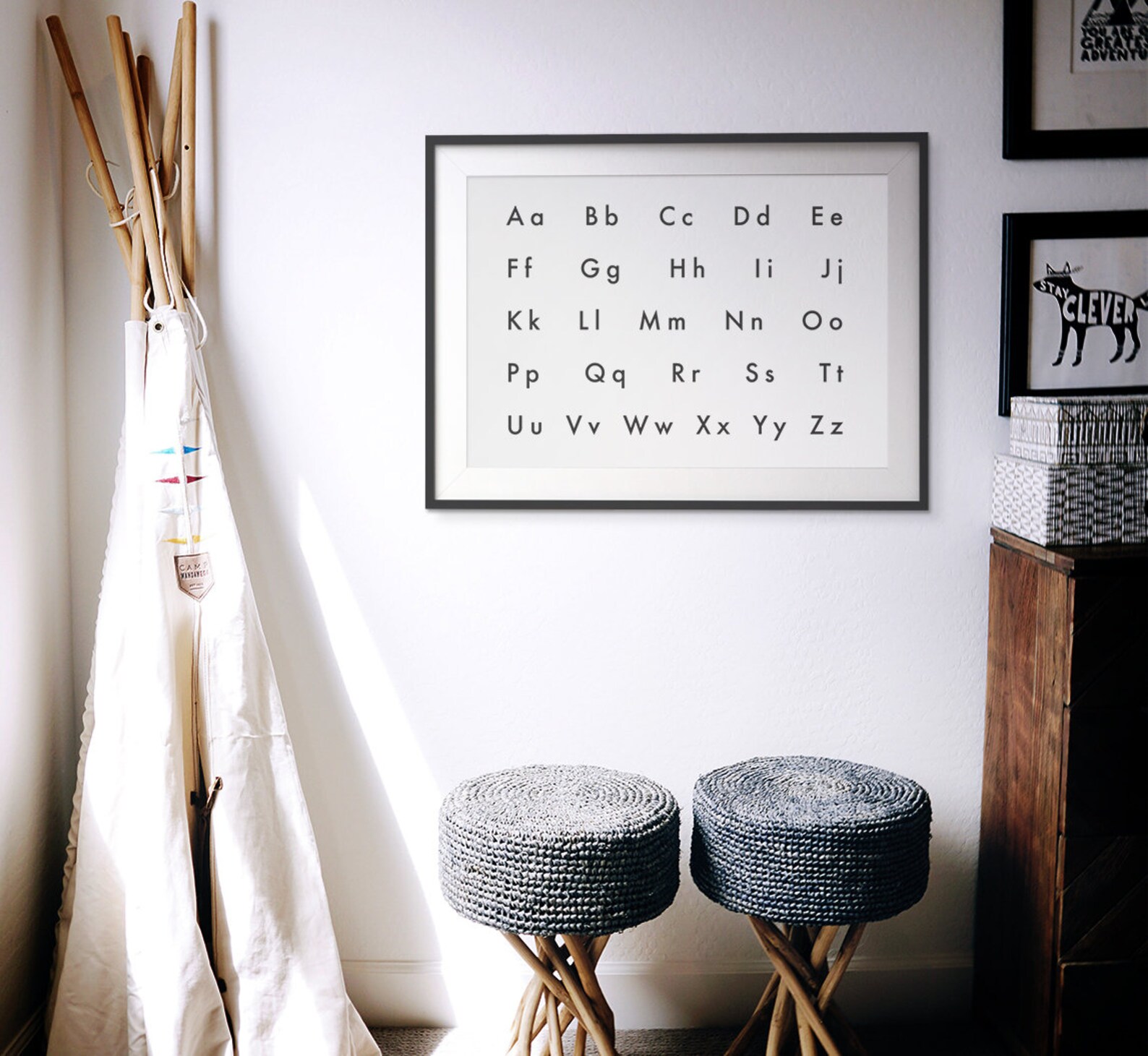 ABC Printable Wall Art Black & White Modern Kids Room - Etsy