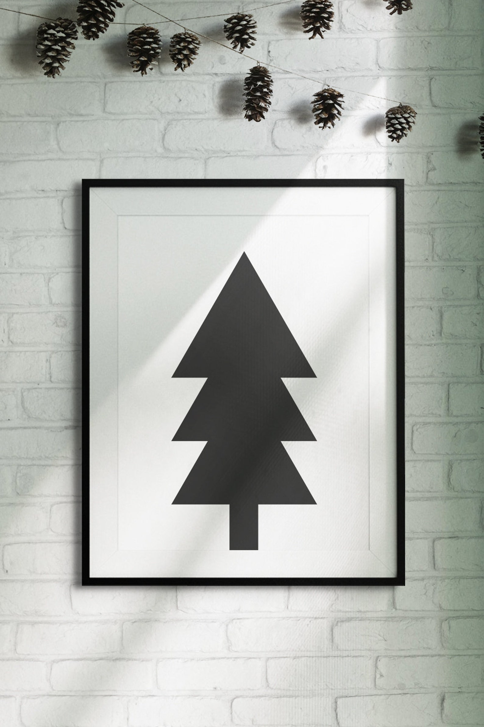 Modern Black & White Christmas Tree DIY Printable Wall Art | Etsy