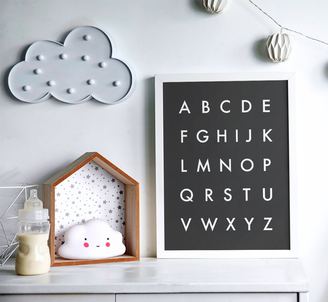 Black & White Alphabet Poster Printable Wall Art Kids Room - Etsy Canada
