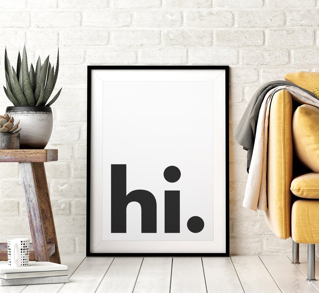Hi Printable Wall Art, Playroom Poster, Modern Typography Poster, Black ...