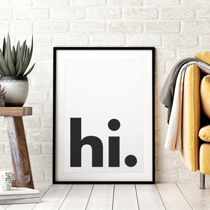 Hi Printable Wall Art, Playroom Poster, Modern Typography Poster, Black ...