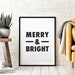Merry and Bright Printable Wall Art, Christmas Print, Typography Poster ...